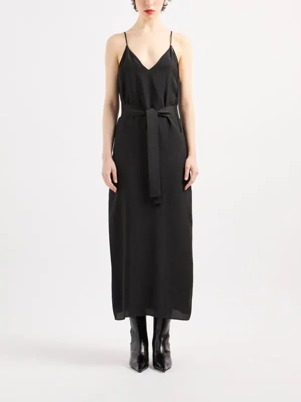 Armani Exchange Belted Patterned Jacquard Maxi Dress