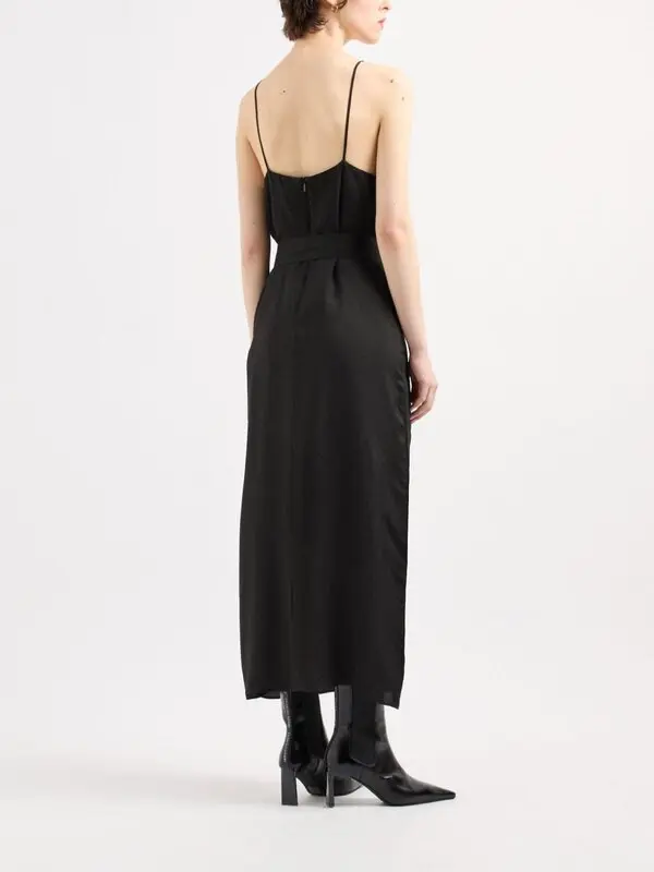 Armani Exchange Belted Patterned Jacquard Maxi Dress