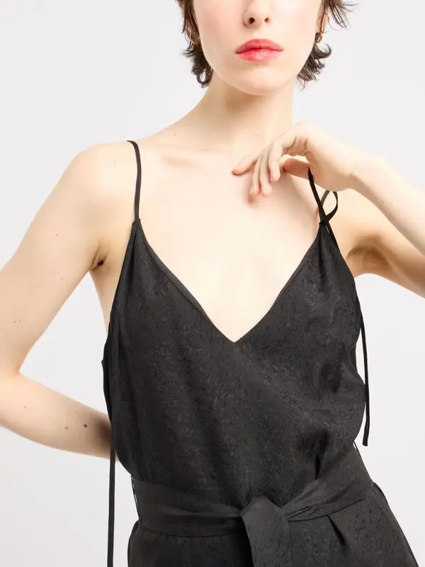 Armani Exchange Belted Patterned Jacquard Maxi Dress