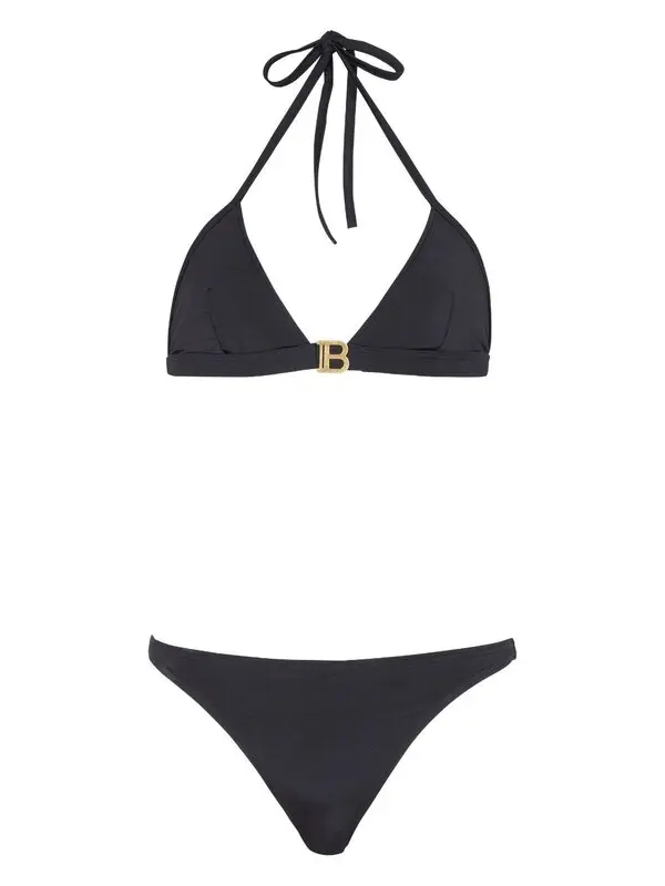 Balmain Logo-print Triangle Bikini Set - Black