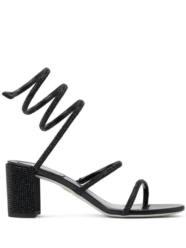 Rene Caovilla Rhinestone-embellished Satin Sandals - Black