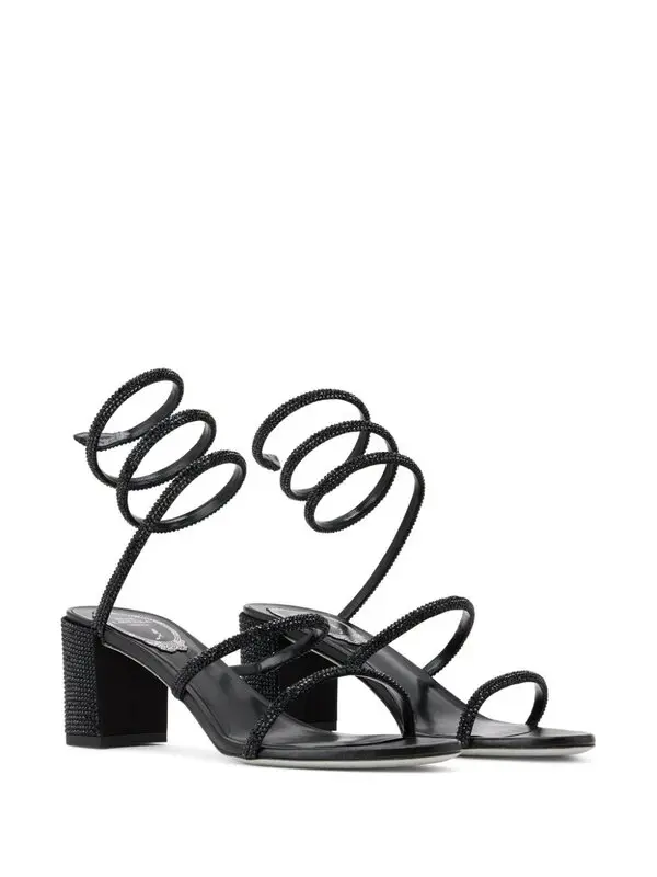 Rene Caovilla Rhinestone-embellished Satin Sandals - Black