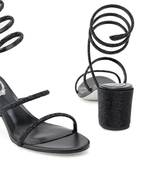Rene Caovilla Rhinestone-embellished Satin Sandals - Black