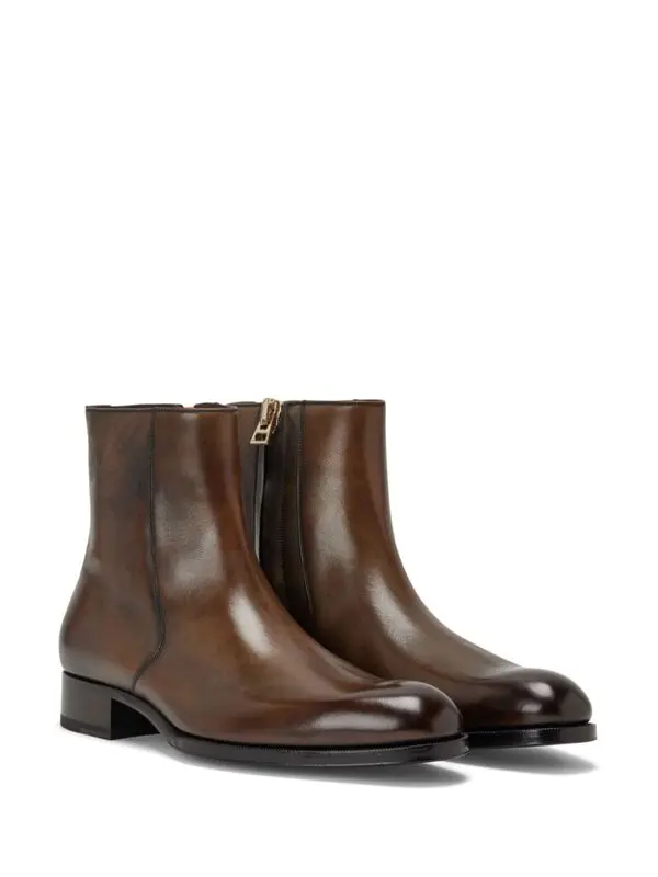 TOM FORD Leather Ankle Boots - Brown