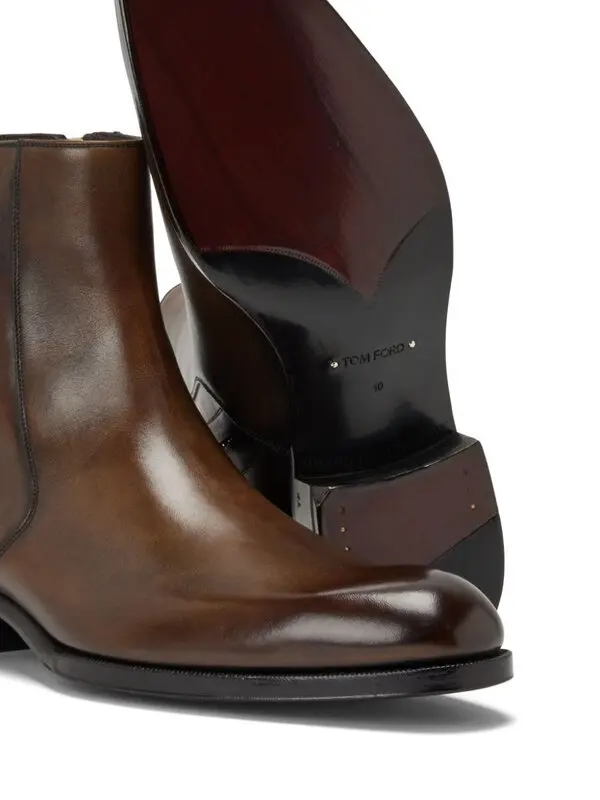 TOM FORD Leather Ankle Boots - Brown