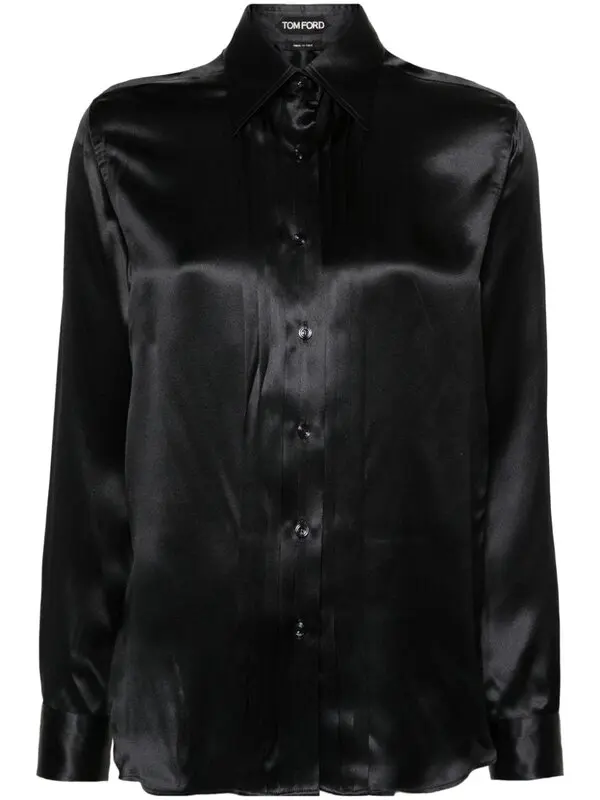 TOM FORD Silk Shirt With Pintuck Detailing - Black