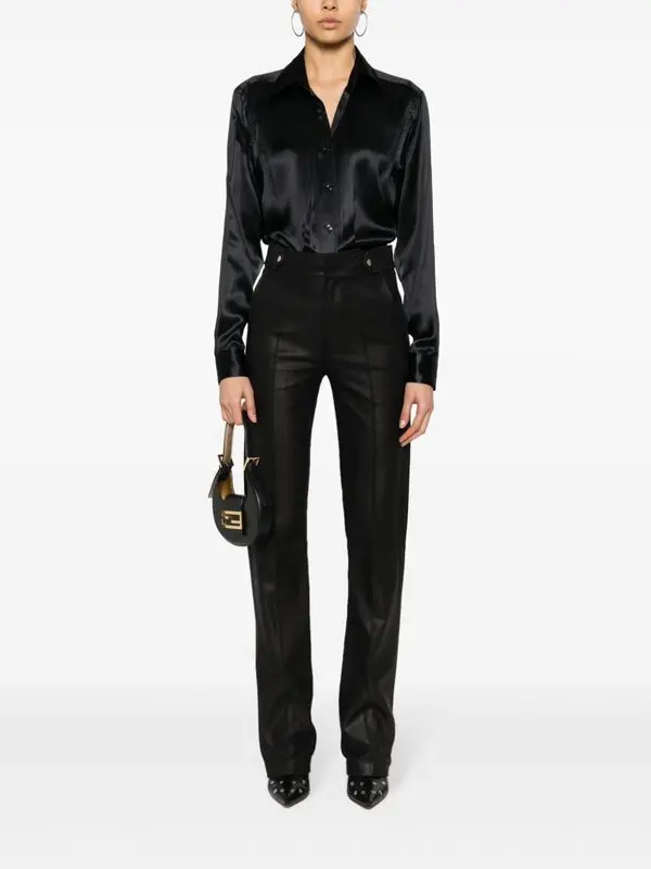 TOM FORD Silk Shirt With Pintuck Detailing - Black