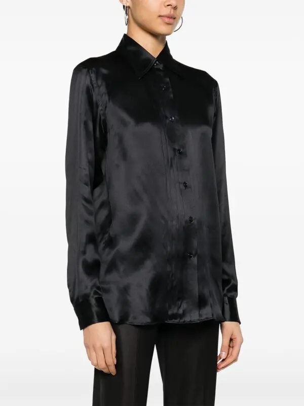 TOM FORD Silk Shirt With Pintuck Detailing - Black