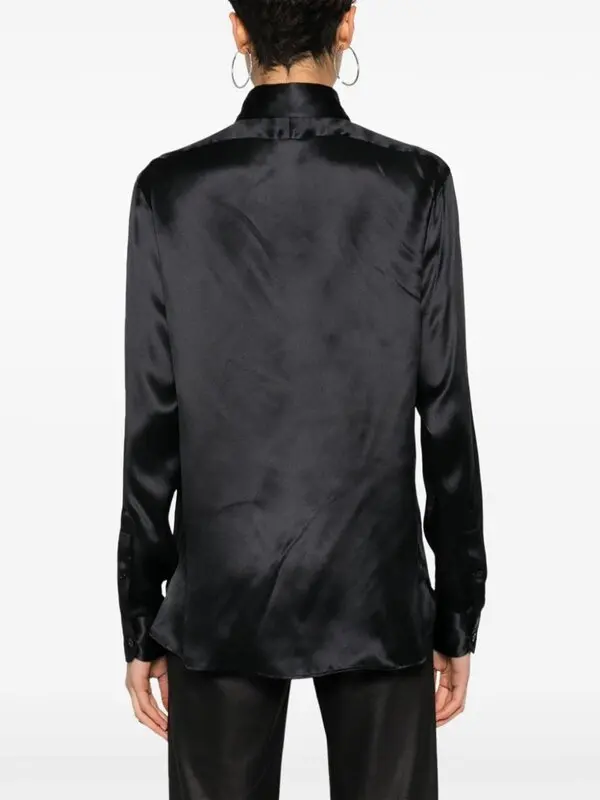 TOM FORD Silk Shirt With Pintuck Detailing - Black