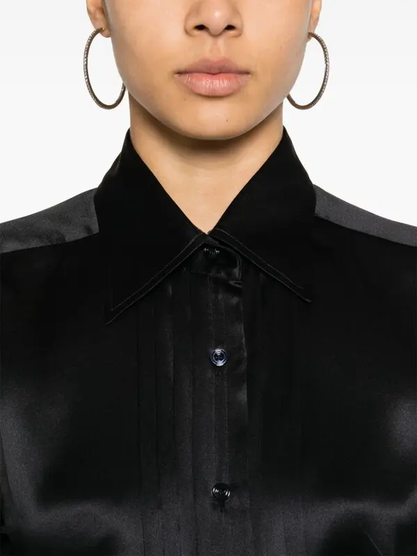 TOM FORD Silk Shirt With Pintuck Detailing - Black