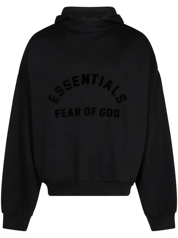 Fear Of God Logo-print Drop-shoulder Hoodie - Black