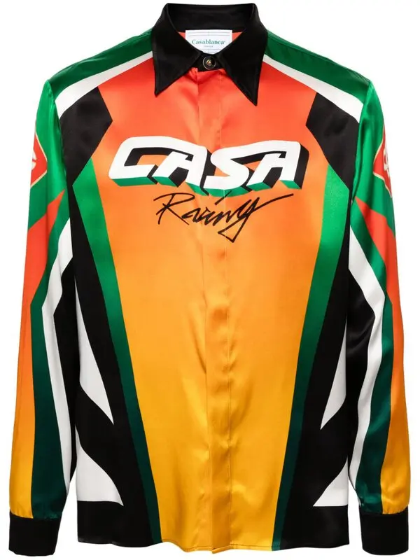 Casablanca Moto Sport Silk Shirt - Orange