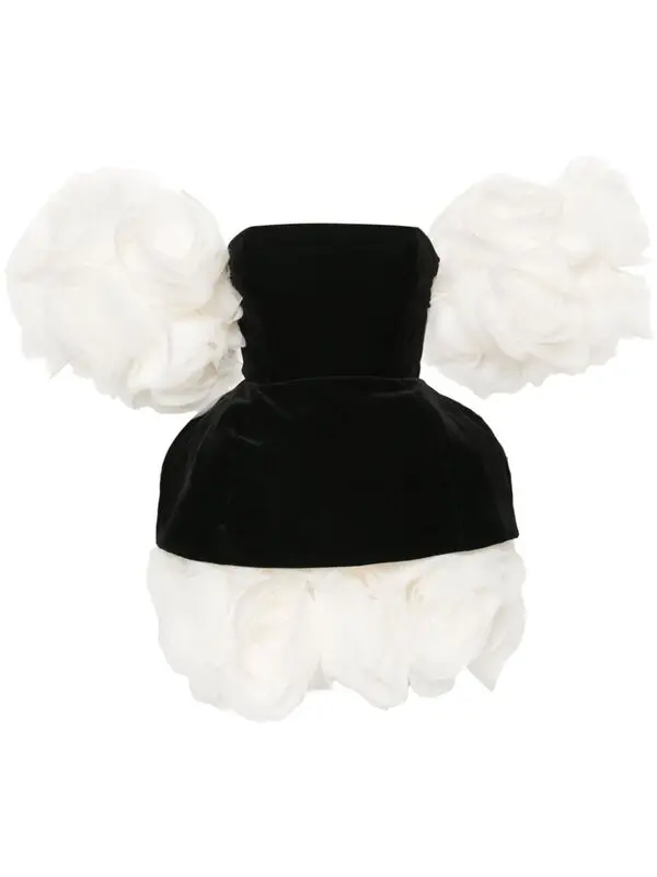 ANA RADU Floral-appliqué Velvet Minidress
