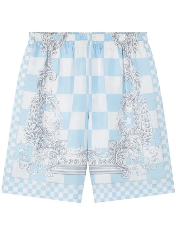 Versace Medusa Contrasto Silk Shorts - Blue