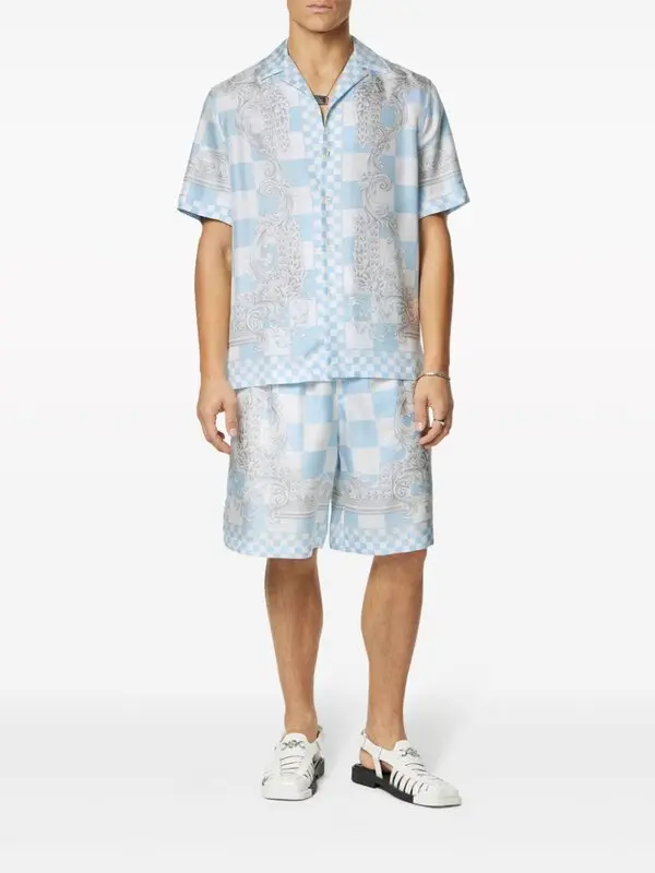 Versace Medusa Contrasto Silk Shorts - Blue