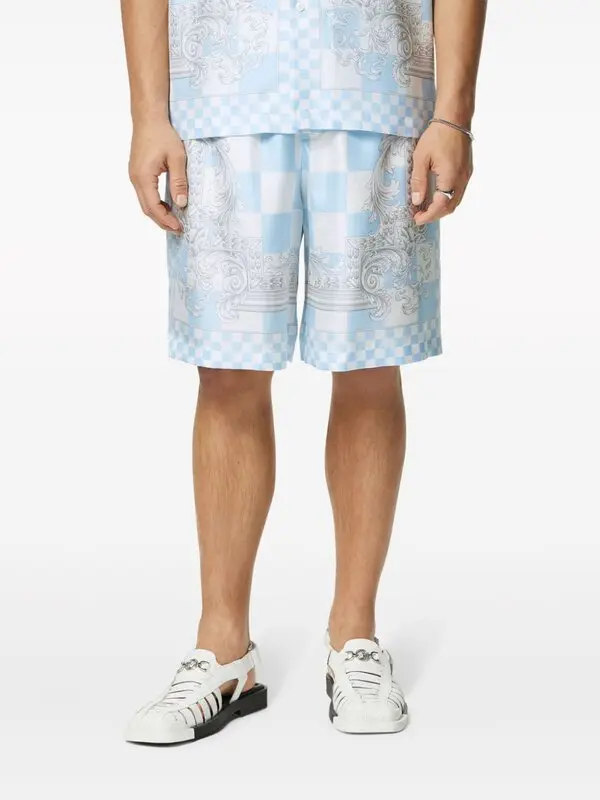 Versace Medusa Contrasto Silk Shorts - Blue