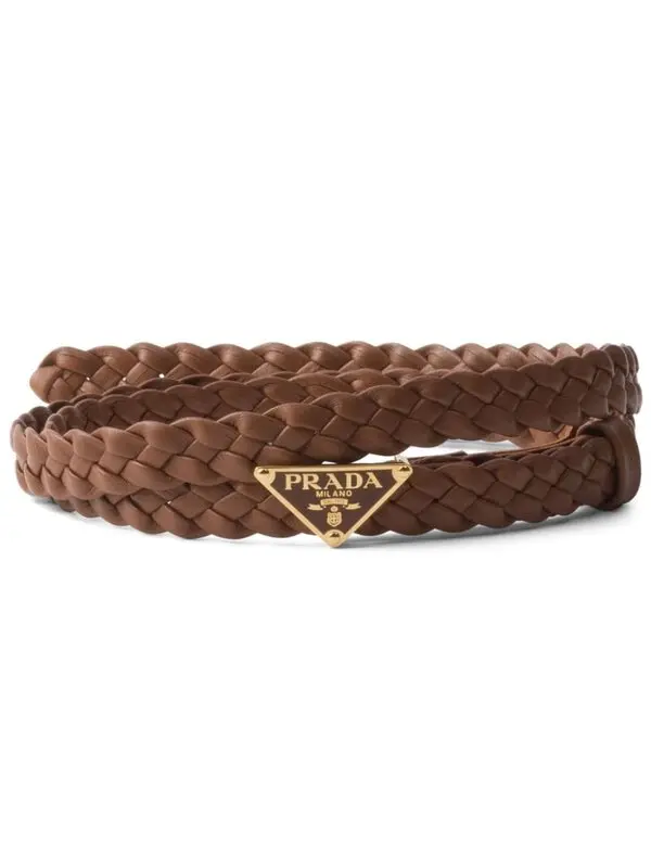 Prada Braided Leather Belt - Brown