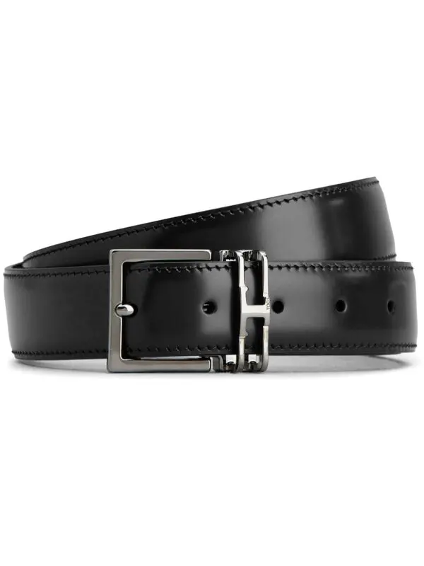 TOD'S Logo-buckle Leather Belt - Black