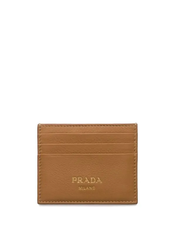 Prada Logo-stamp Leather Cardholder - Brown