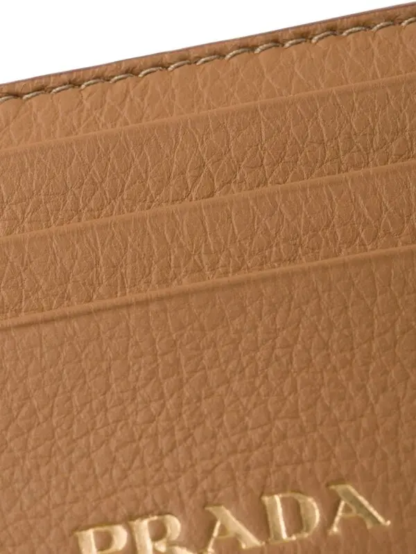 Prada Logo-stamp Leather Cardholder - Brown