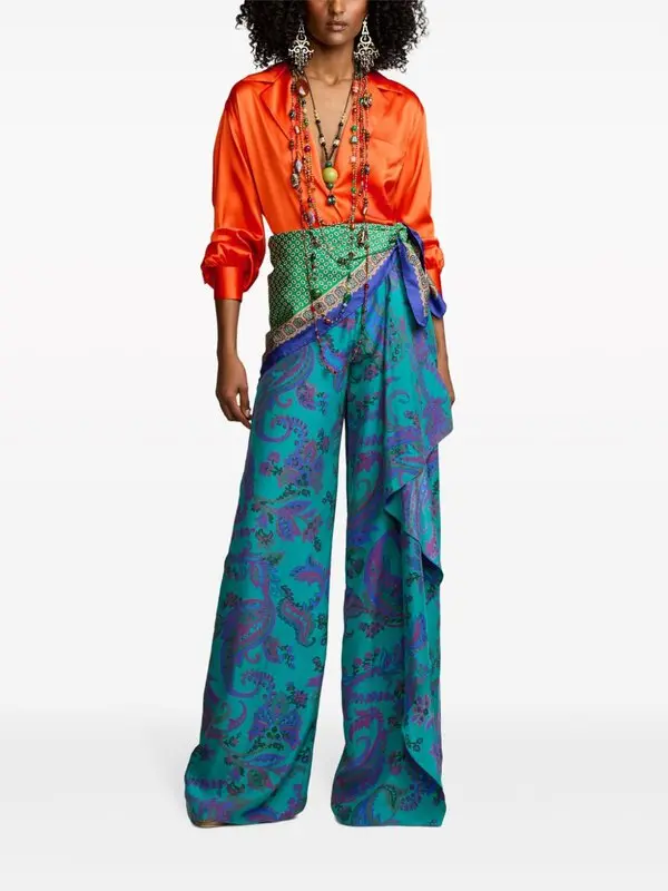 Ralph Lauren Stretch-silk Long-sleeve Shirt - Orange