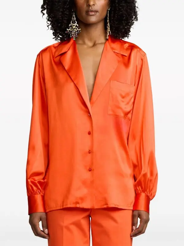 Ralph Lauren Stretch-silk Long-sleeve Shirt - Orange