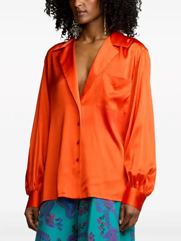 Ralph Lauren Stretch-silk Long-sleeve Shirt - Orange
