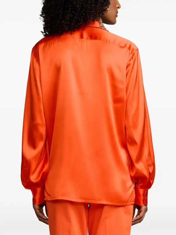 Ralph Lauren Stretch-silk Long-sleeve Shirt - Orange