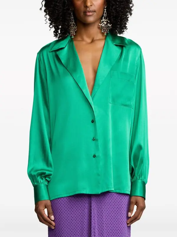 Ralph Lauren Roslin Stretch-silk Shirt - Green