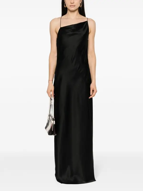 Calvin Klein Satin Maxi Dress In Black - 65% Off