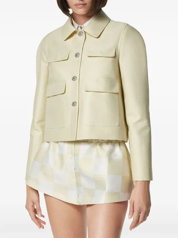Versace Silk-blend Cropped Jacket