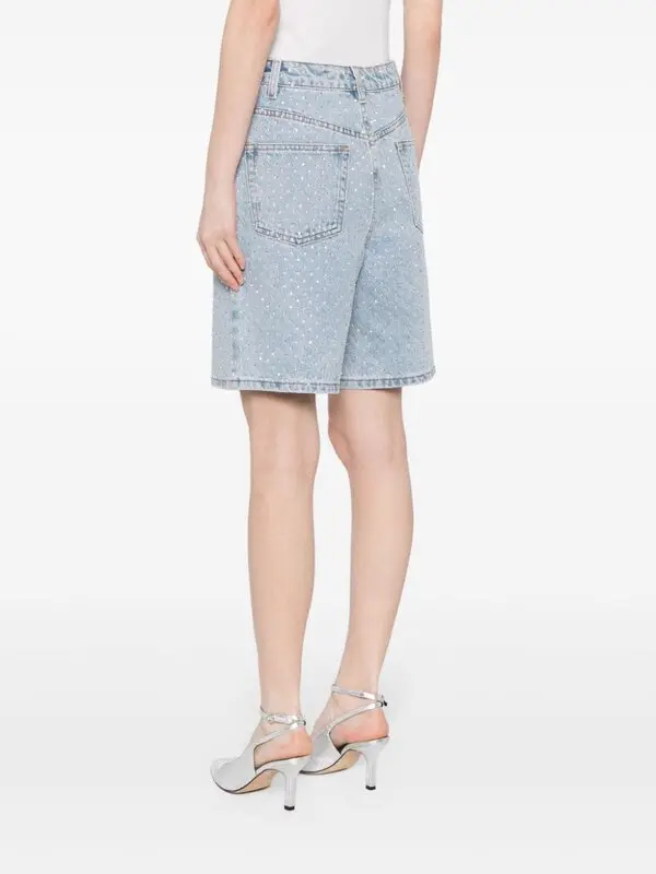SELF-PORTRAIT Crystal-embellished Denim Shorts
