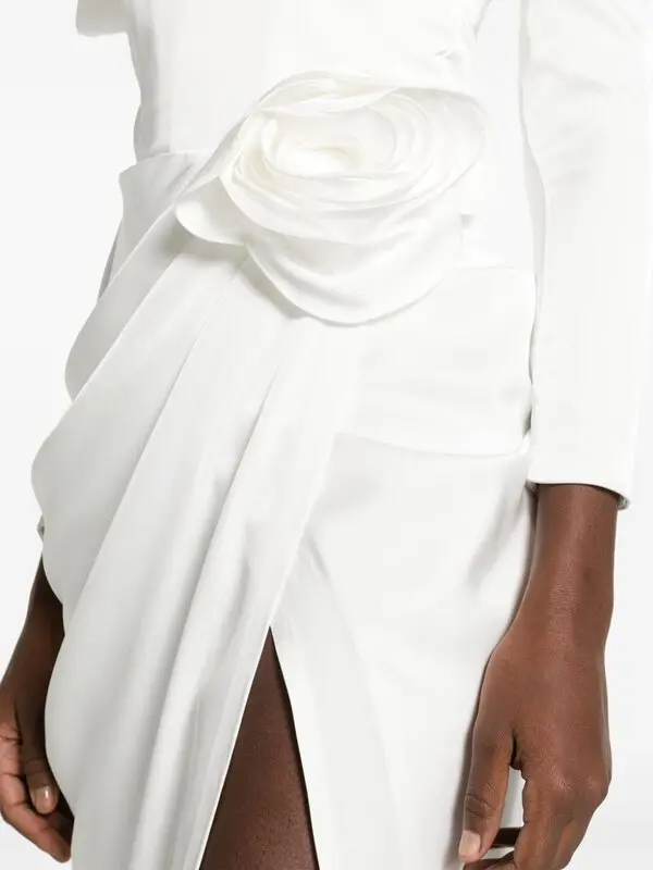 ANA RADU Floral-appliqué Draped Gown