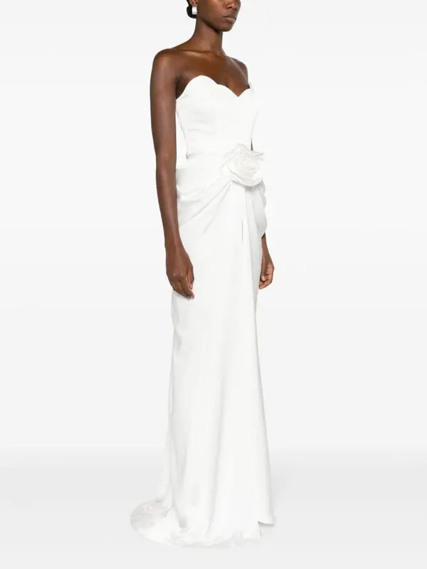 ANA RADU Floral-appliqué Draped Gown