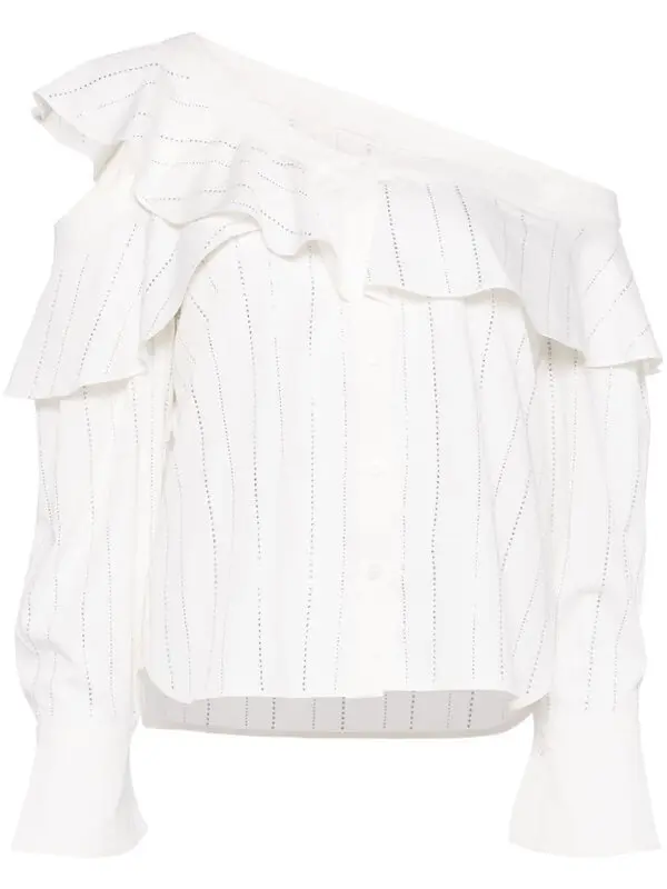 SELF-PORTRAIT Rhinestone-striped Top