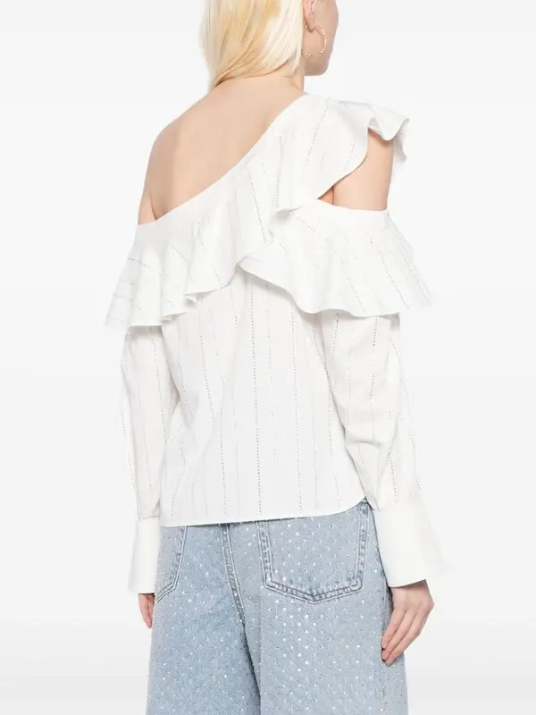 SELF-PORTRAIT Rhinestone-striped Top
