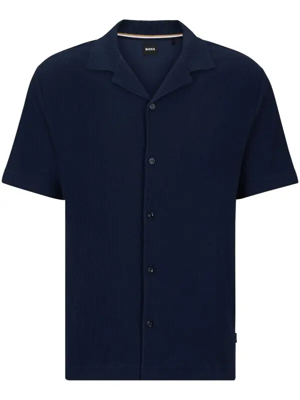 BOSS Short-sleeve Cotton Shirt - Blue