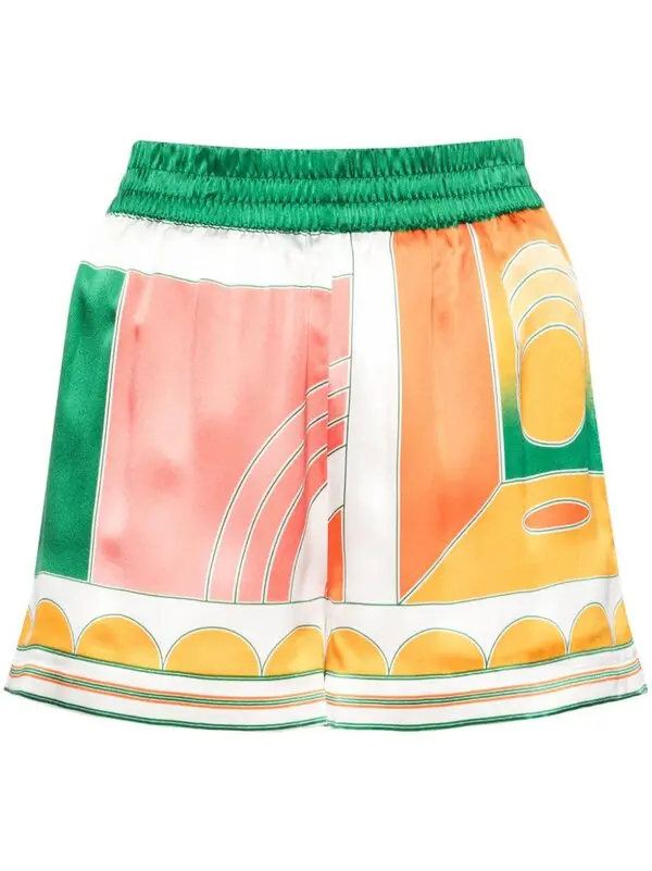 Casablanca Summer Court Silk Shorts - Orange
