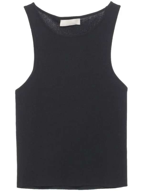 AMOMENTO Fine-ribbed Crew-neck Tank Top