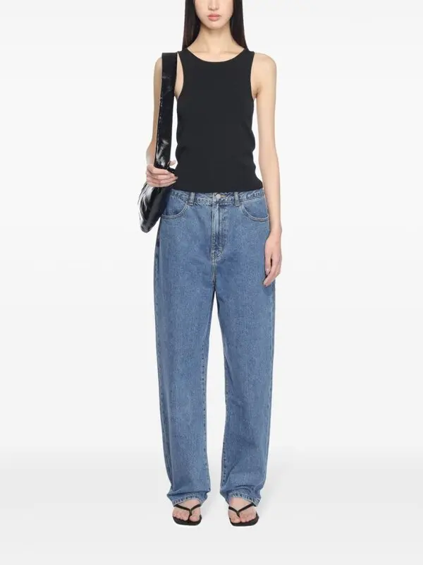 AMOMENTO Fine-ribbed Crew-neck Tank Top