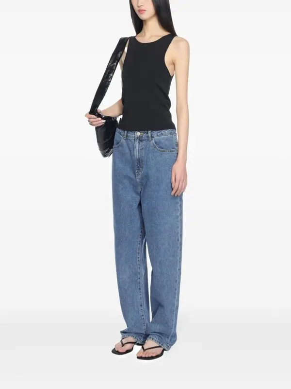 AMOMENTO Fine-ribbed Crew-neck Tank Top