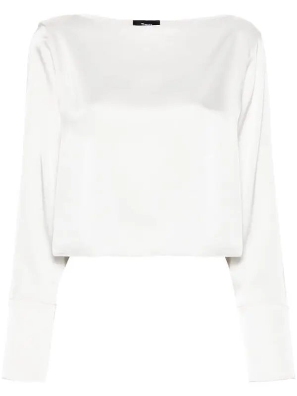 Theory Satin Cropped Blouse