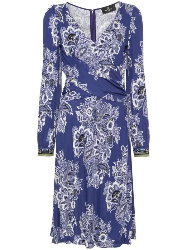 Etro Floral-print Midi Dress - Blue