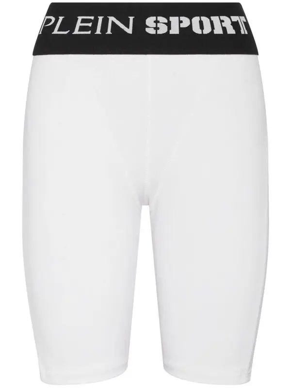 PLEIN SPORT Logo Waistband Cycling Shorts - White