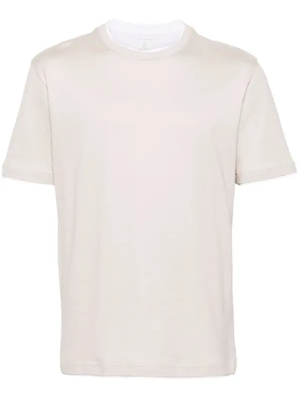 Eleventy Layered Cotton T-shirt - Neutrals