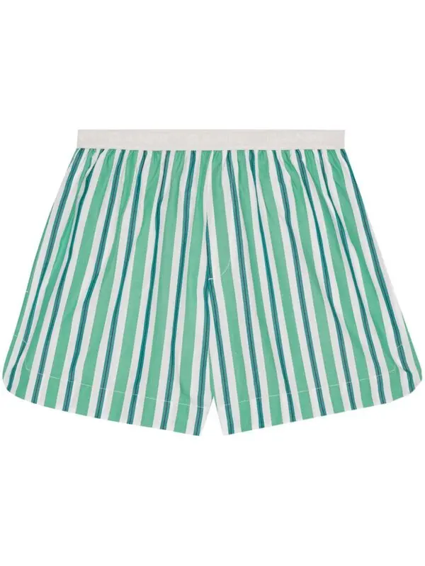GANNI Striped Cotton Mini Shorts