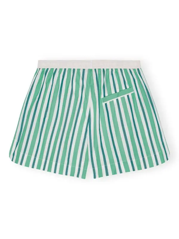 GANNI Striped Cotton Mini Shorts