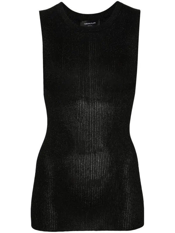 Fabiana Filippi Metallic-thread Ribbed Tank Top - Black