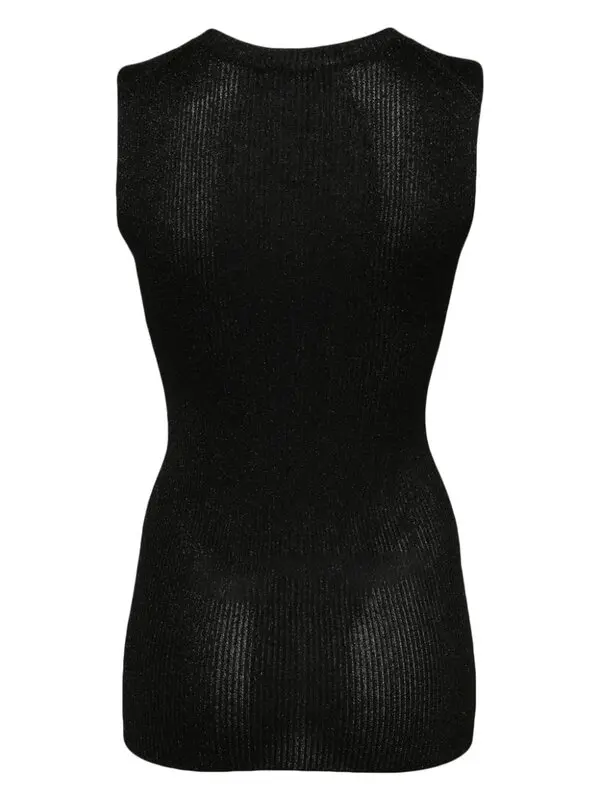 Fabiana Filippi Metallic-thread Ribbed Tank Top - Black