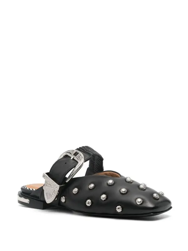 Toga Stud-embellished Leather Mules